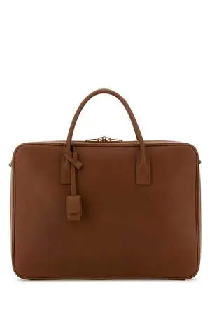 Saint Laurent Caramel Leather Briefcase - Brown