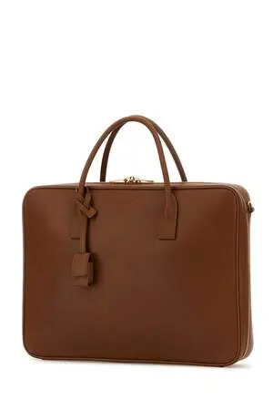 Saint Laurent Caramel Leather Briefcase