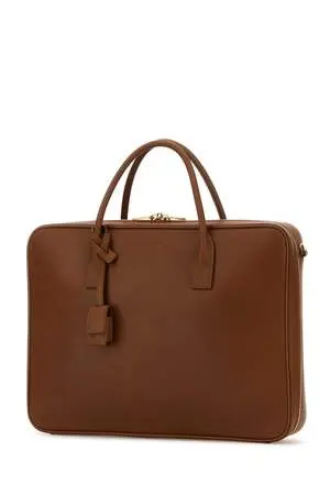 Saint Laurent Caramel Leather Briefcase - Brown