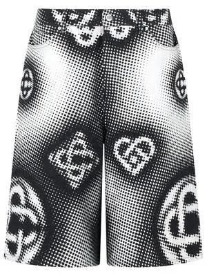 Casablanca Perlescent' Navy Cotton Bermuda Shorts - Black