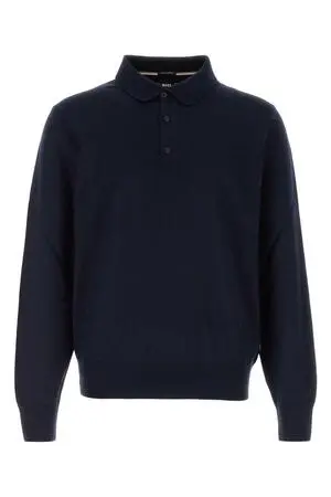BOSS Navy Wool Polo Shirt