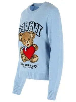 GANNI Light Wool Blend Sweater - Blue