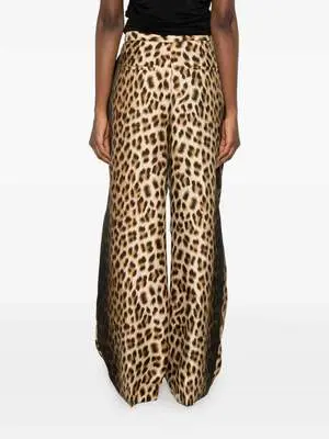 Sportmax Animal Print Silk Pants - Brown