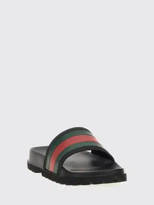 Gucci Web Print Rubber Sliders
