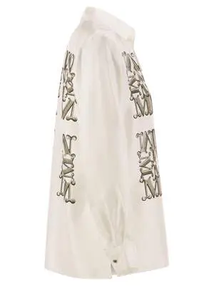 Max Mara Mxmfiltro Silk Shirt With Monogram Print - Multicolor