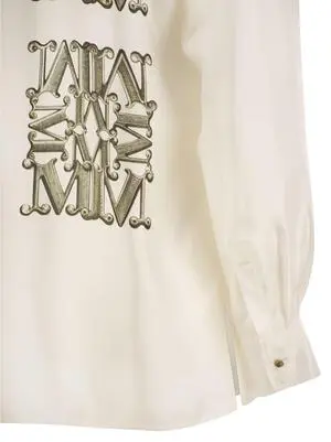Max Mara Mxmfiltro Silk Shirt With Monogram Print - Multicolor