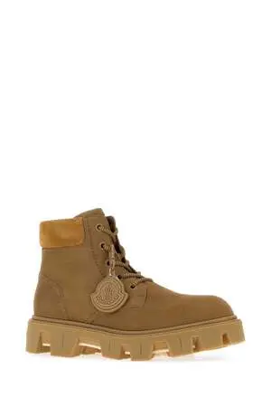 Moncler Beige Suede Peak City Ankle Boots