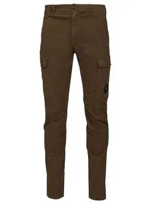C.P. COMPANY Cargo Trousers Made Of Stretch Cotton Satin - Green