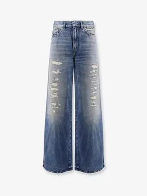 Dior Flared Jeans With Destroyed Effect - Multicolor