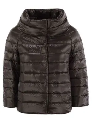 Herno Mini Cape With Jewelled Sleeves - Brown