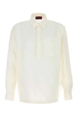 Gucci Linen Polo Shirt - White
