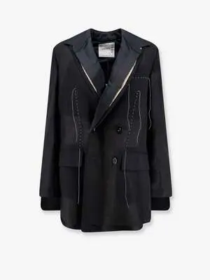 Sacai Silk And Organza Blazer - Black