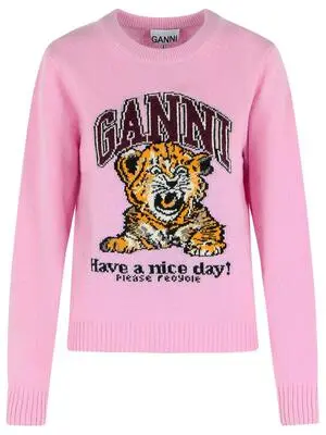 GANNI Ganni Pink Wool Blend Sweater Women Pink