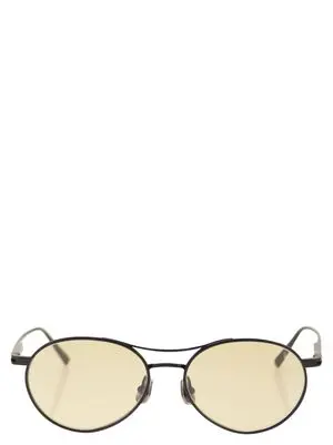 Brunello Cucinelli Titanium Aviator Sunglasses With Crystal Lenses - Cream
