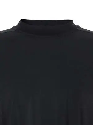 Rick Owens Black Crew Neck T-shirt With Raised Collar In Tech Fabric For