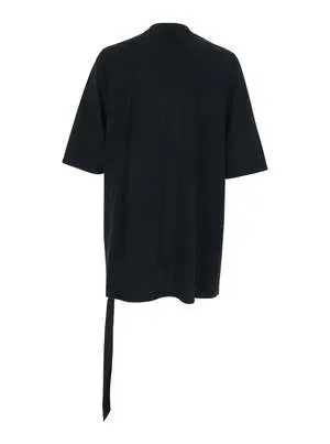 Rick Owens Cotton Crew Neck T-shirt With Raised Collar - Black