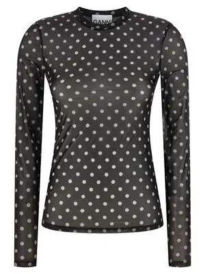 GANNI Printed Sheer' Sweater - Black