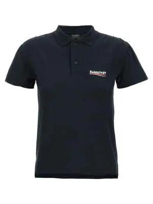 Balenciaga Logo Embroidery Polo Shirt - Blue