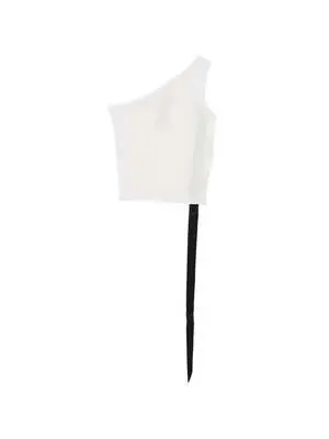 Rick Owens Ziggy One-shoulder Top With Ribbon - White