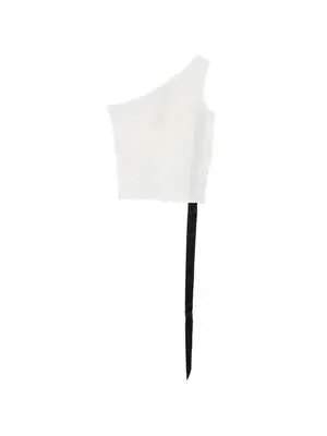 Rick Owens Ziggy One-shoulder Top With Ribbon - White