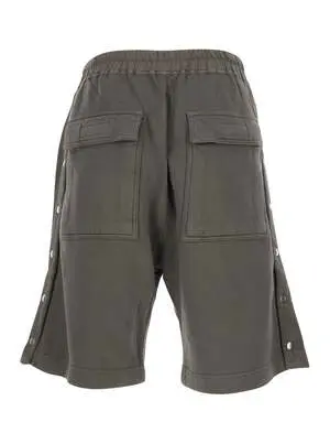 Rick Owens Gray Shorts With Elastic Waist And Side Buttons