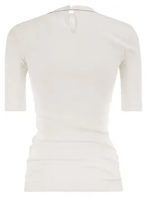 Brunello Cucinelli T-shirt With Monili Trim - White
