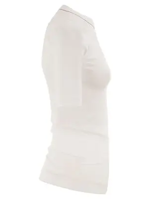 Brunello Cucinelli T-shirt With Monili Trim - White