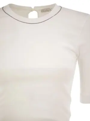 Brunello Cucinelli T-shirt With Monili Trim - White