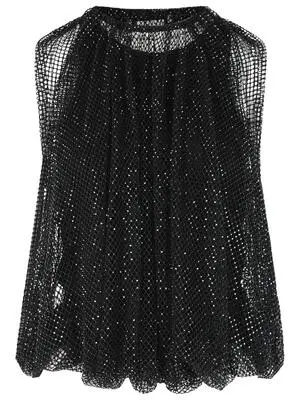 Sportmax Nodo' Mesh Top With Crystals - Black