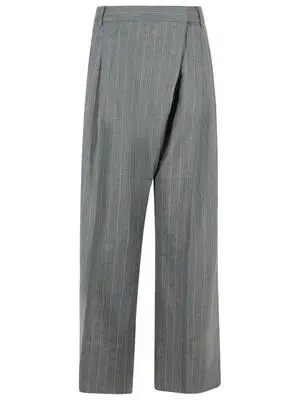 GANNI Grey Wool Blend Trousers - Gray