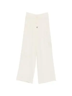 ERMANO SCERVINO Silk Floral Embroidered Wide Leg Trousers - Multicolor