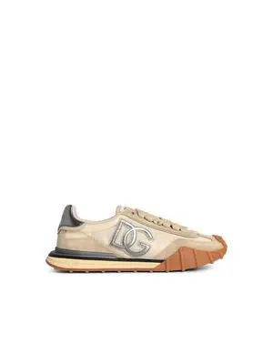 Dolce & Gabbana Cushion' Beige Leather Blend Sneakers - Cream
