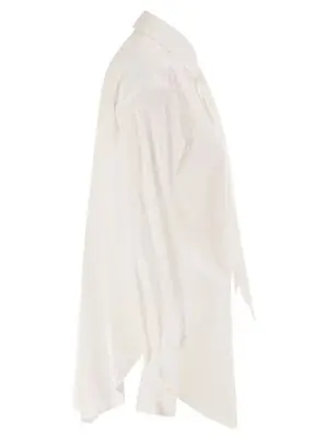 Brunello Cucinelli Stretch Cotton Shirt With Tie - White