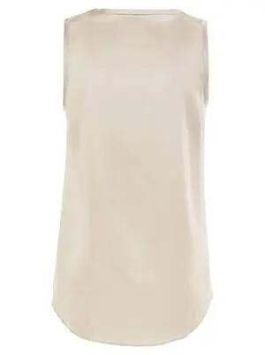 Brunello Cucinelli Stretch Silk Satin Top - Cream