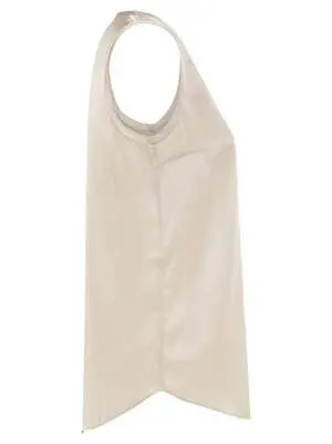 Brunello Cucinelli Stretch Silk Satin Top - Cream