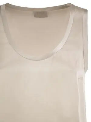 Brunello Cucinelli Stretch Silk Satin Top - Cream