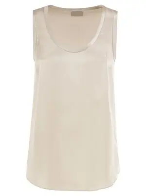 Brunello Cucinelli BRUNELLO CUCINELLI Stretch Silk Satin Top Cream