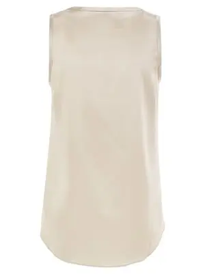 Brunello Cucinelli Stretch Silk Satin Top - Cream