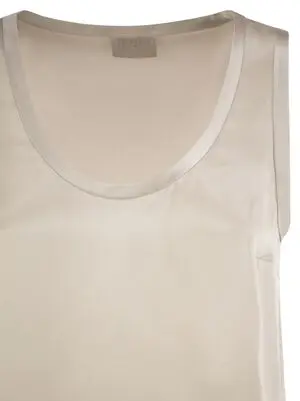 Brunello Cucinelli Stretch Silk Satin Top - Cream
