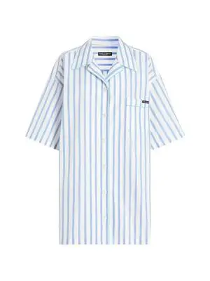Dolce & Gabbana Striped Cotton-silk Shirt - Blue