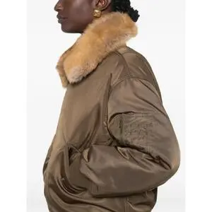 Saint Laurent Lamb-fur Collar Puffer Jacket - Green