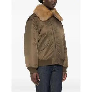 Saint Laurent Lamb-fur Collar Puffer Jacket - Green