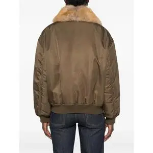 Saint Laurent Lamb-fur Collar Puffer Jacket - Green