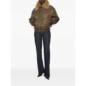 Saint Laurent Lamb-fur Collar Puffer Jacket - Green