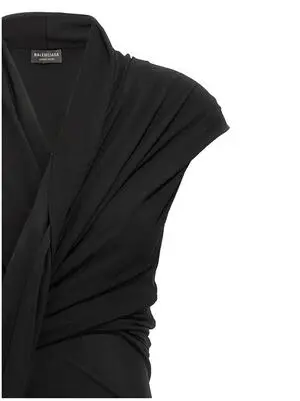 Balenciaga Draped Jersey Crêpe Midi Dress