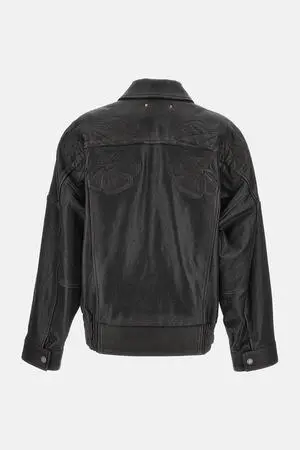 GOLDEN GOOSE Nappa Leather Jacket With Embroidery - Multicolor