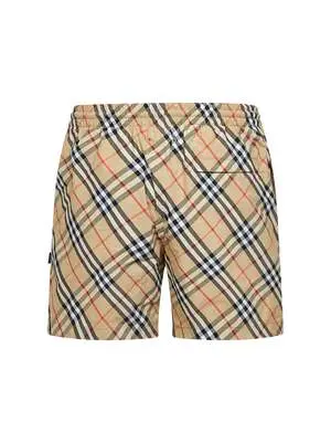 Burberry Sand Printed Nylon Check Swim Shorts