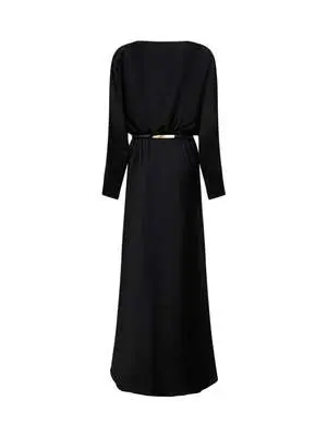 Max Mara Black Lightweight Satin Msepentola Long Dress - Multicolor