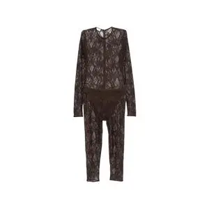 Andamane Lace Pattern All In One Jumpsuits - Brown