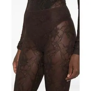 Andamane Cropped Lace Leggings - Brown